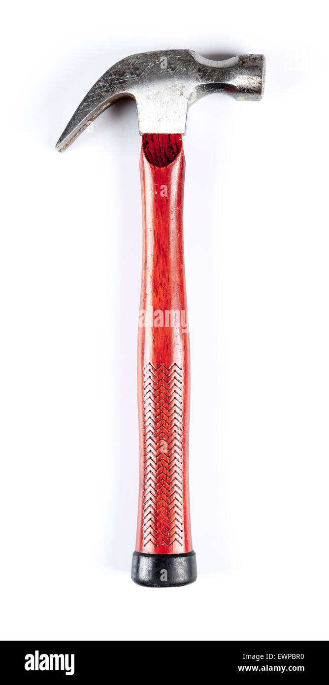 Close up image of steel hammer against white background Stock Photo - Alamy