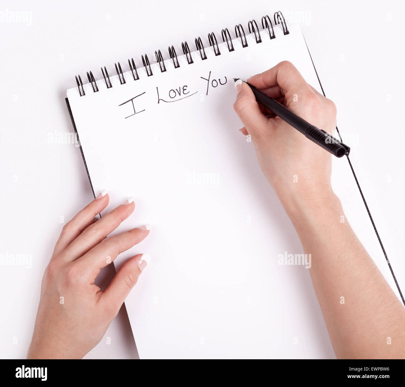 Note Pad with a hand write on it I Love you Stock Photo - Alamy