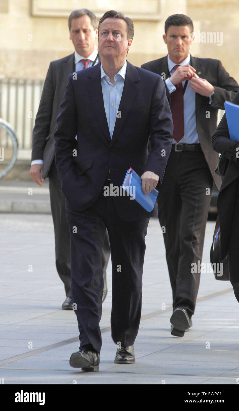 David Cameron arrives at the BBC studios Featuring: David Cameron Where ...