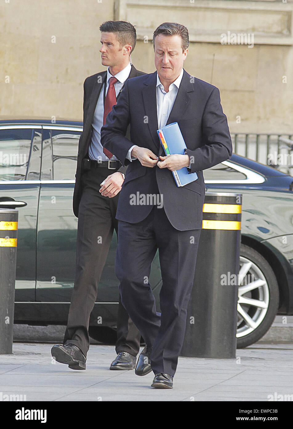 Prime Minister David Cameron arriving at the BBC studios Featuring ...
