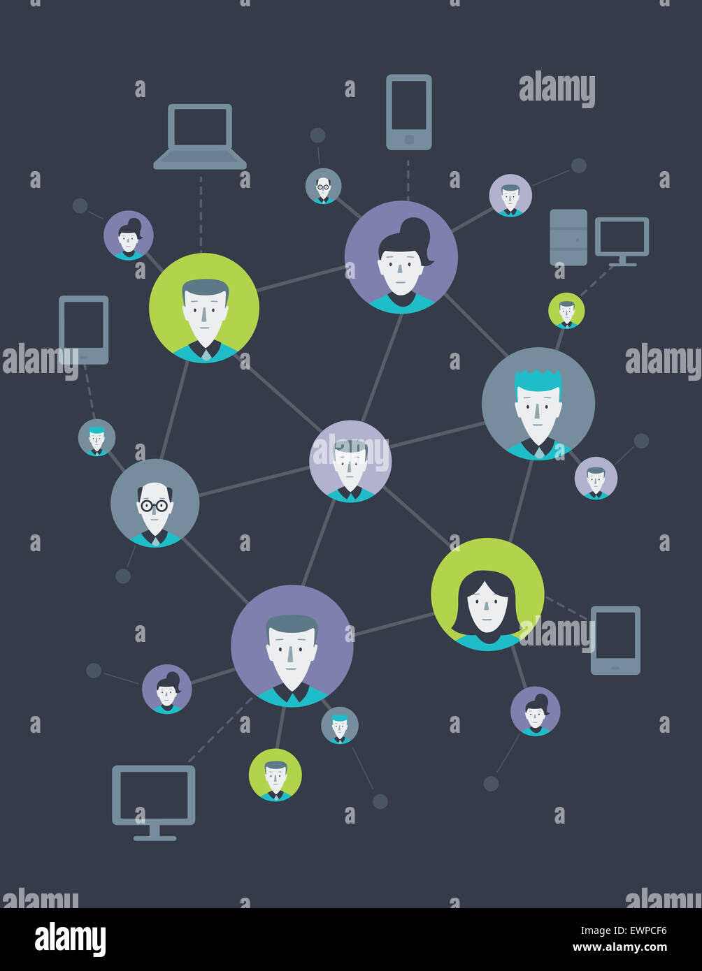 Illustrative image of people connected with each other representing ...