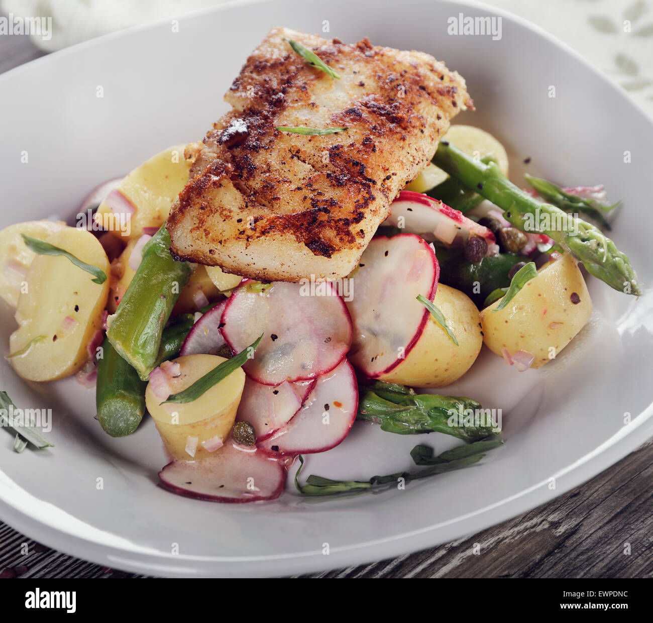 Cod fish food fried seafood radish hi-res stock photography and images ...