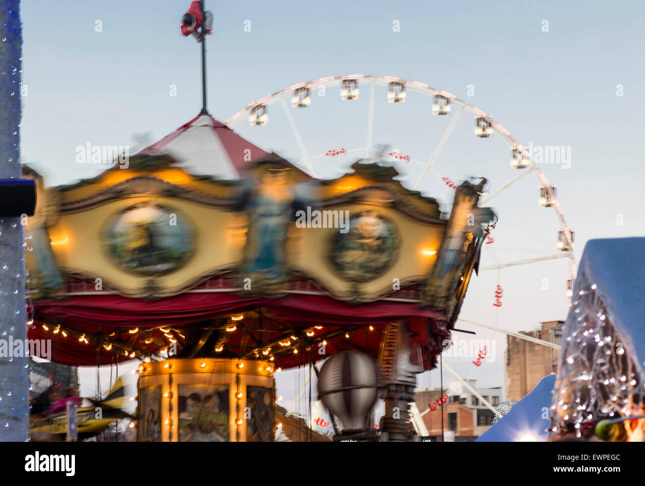 Carousel at Christmas Market, Brussels, Belgium Stock Photo - Alamy