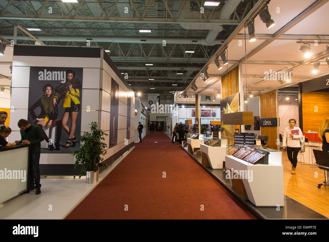 ISTANBUL, TURKEY - NOVEMBER 20, 2014: Exhibition stands in fair area of ...