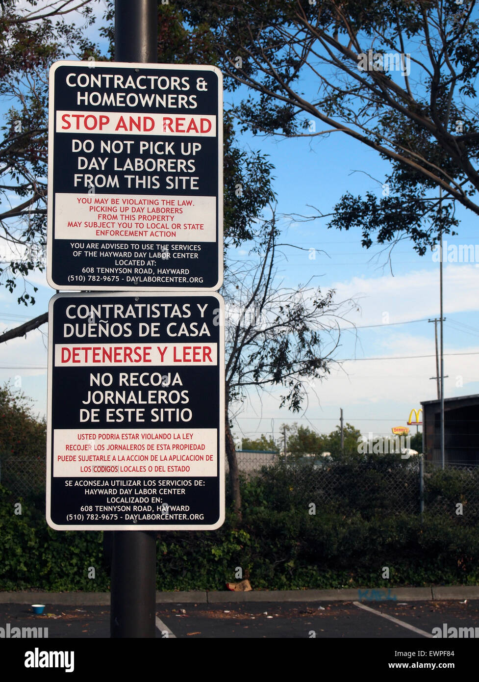 Sign, contractors homeowners do not pick up day laborers from this site ...