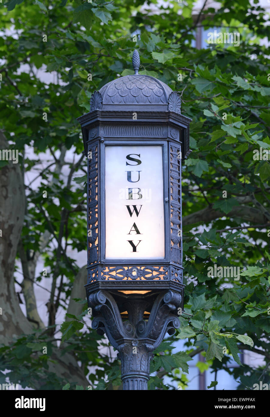 Vintage subway sign near train station, Upper West Side, Manhattan, New ...
