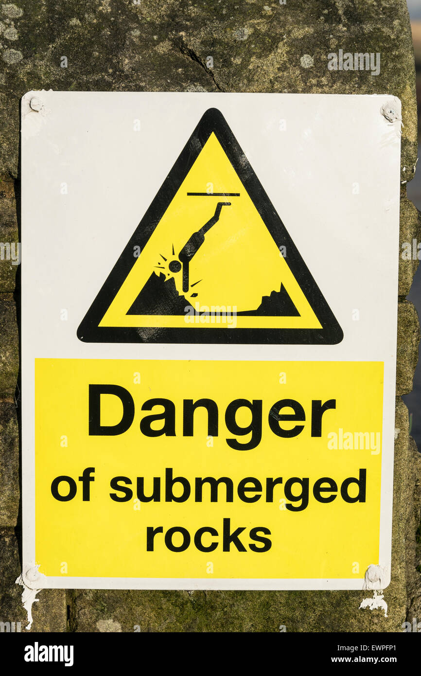 Greenbooth Reservoir safety warning signs in Norden Rochdale Lancashire ...