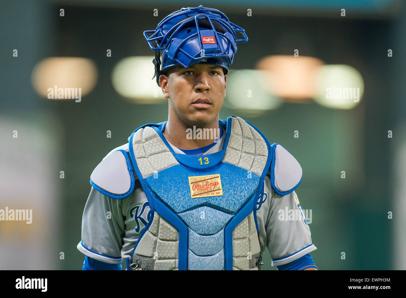Houston, TX, USA. 29th June, 2015. Kansas City Royals catcher Salvador ...