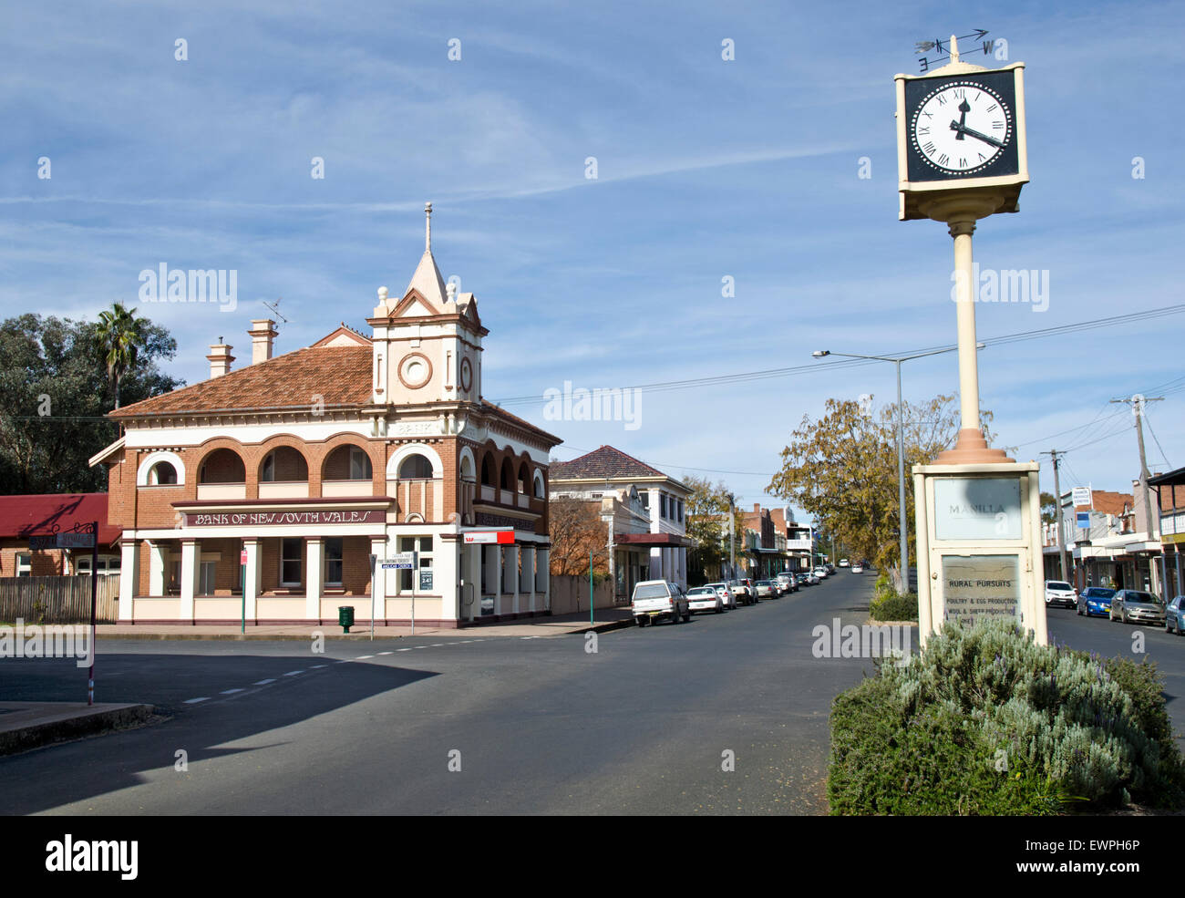 Clock tower and bank building, Manilla St. Manilla NSW Australia Stock ...