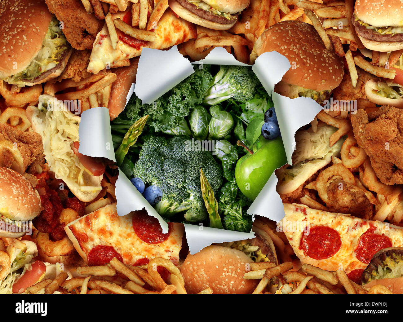 Diet lifestyle change concept and breaking out and escape from ...