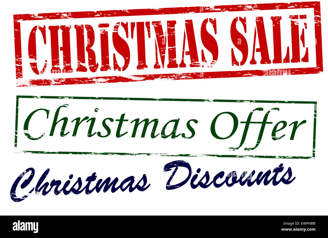 Rubber stamps with text Christmas offer sale and discount inside ...