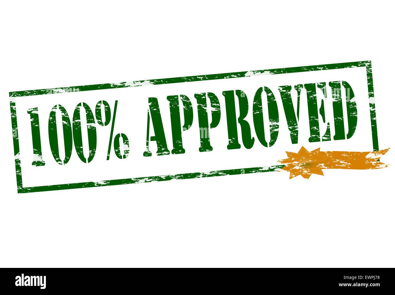 Rubber stamp with text one hundred percent approved inside ...