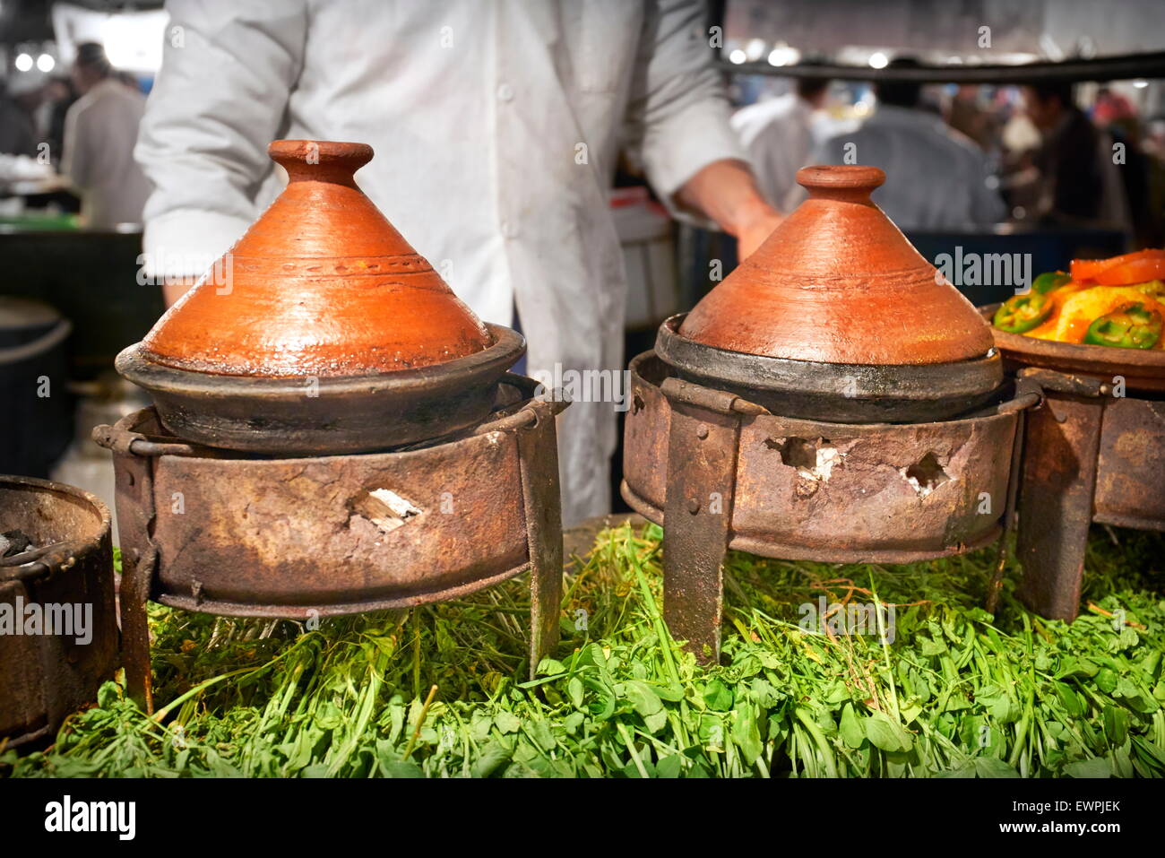 Traditional moroccan dish - tajine. Marrakech, Djemaa el-Fna Place ...