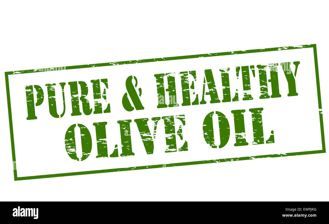 Rubber stamp with text pure and healthy olive oil inside, illustration ...