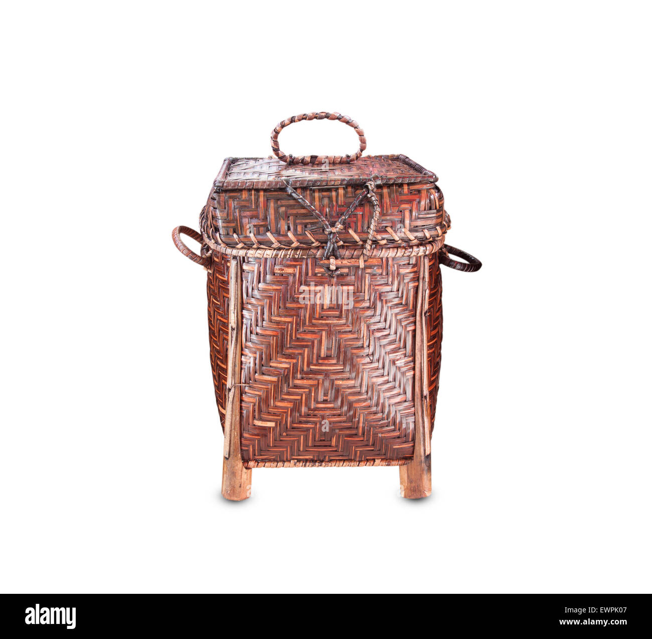 Weaving bamboo baskets isolated on white background Stock Photo - Alamy