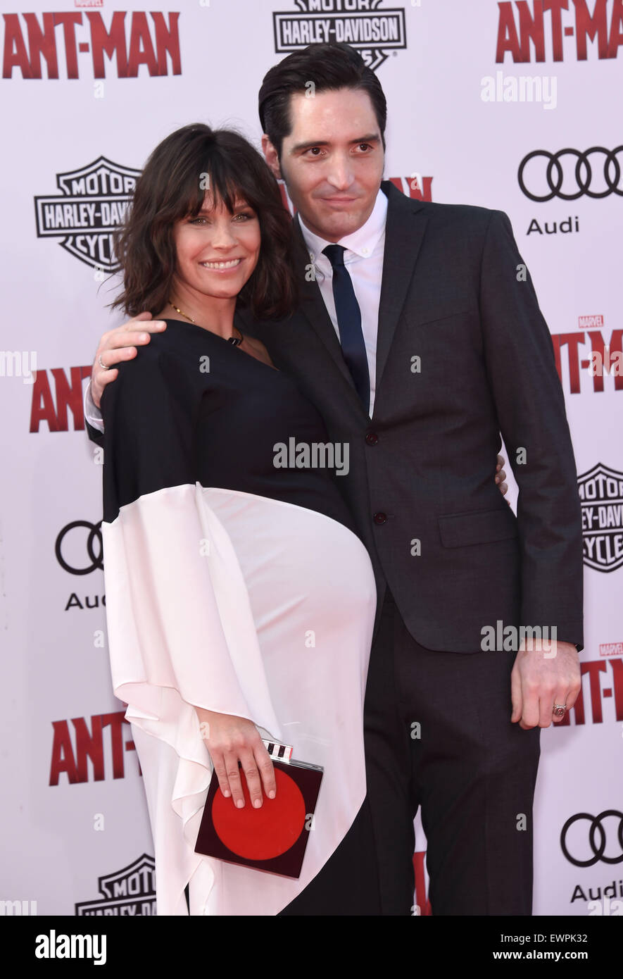 Hollywood, California, USA. 29th June, 2015. Evangeline Lilly & David ...