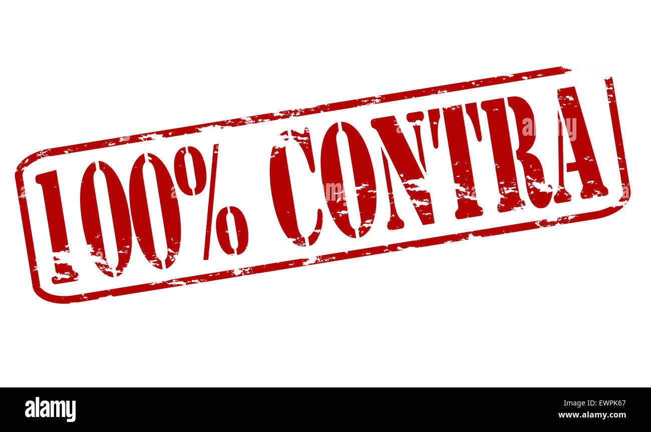 Rubber stamp with text One hundred percent contra inside, illustration ...