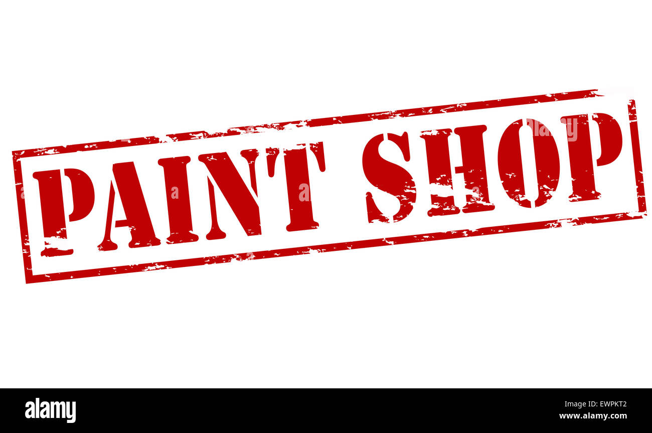 Rubber stamp with text paint shop inside, illustration Stock Photo - Alamy