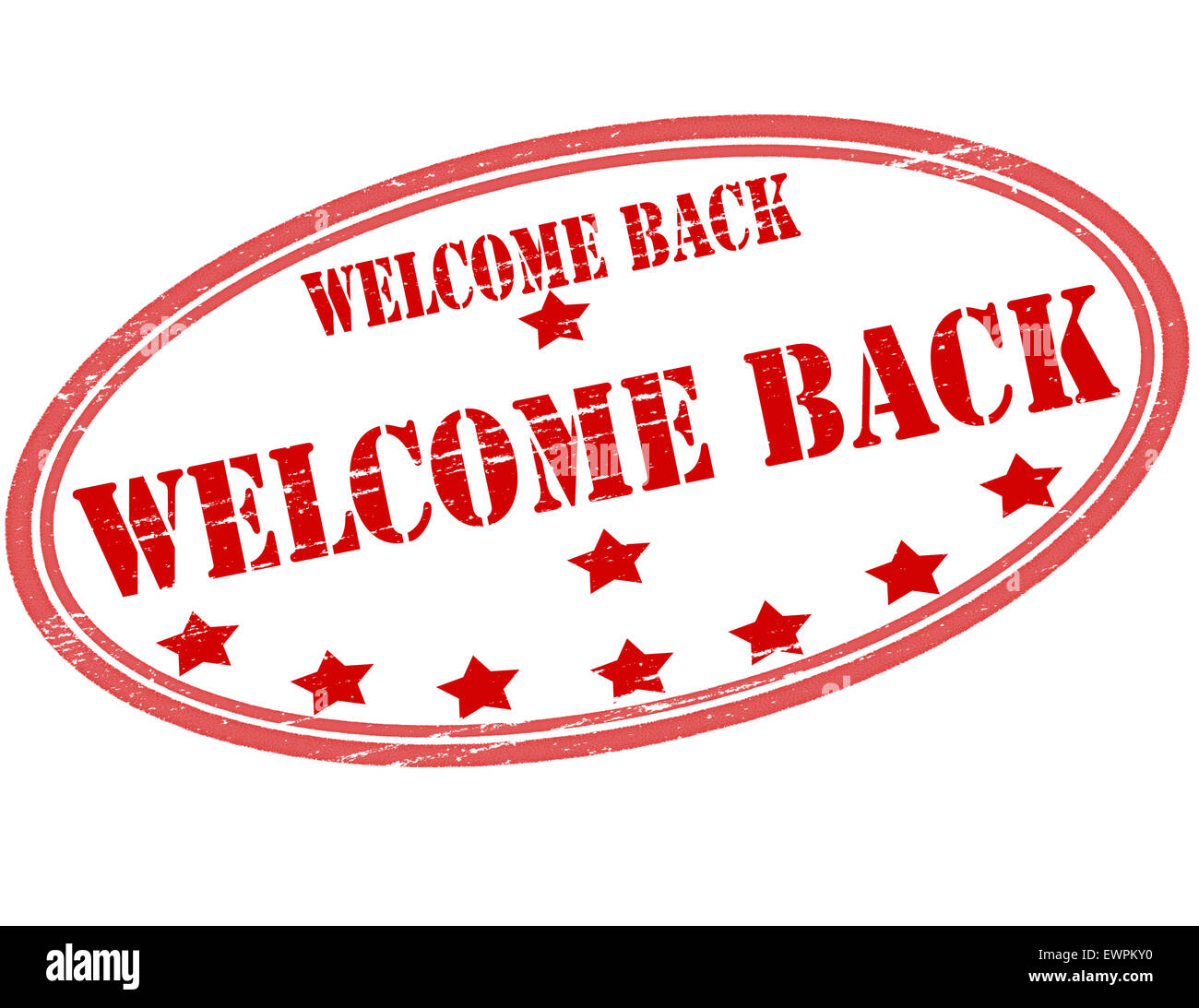 Stamp with text welcome back inside, illustration Stock Photo - Alamy