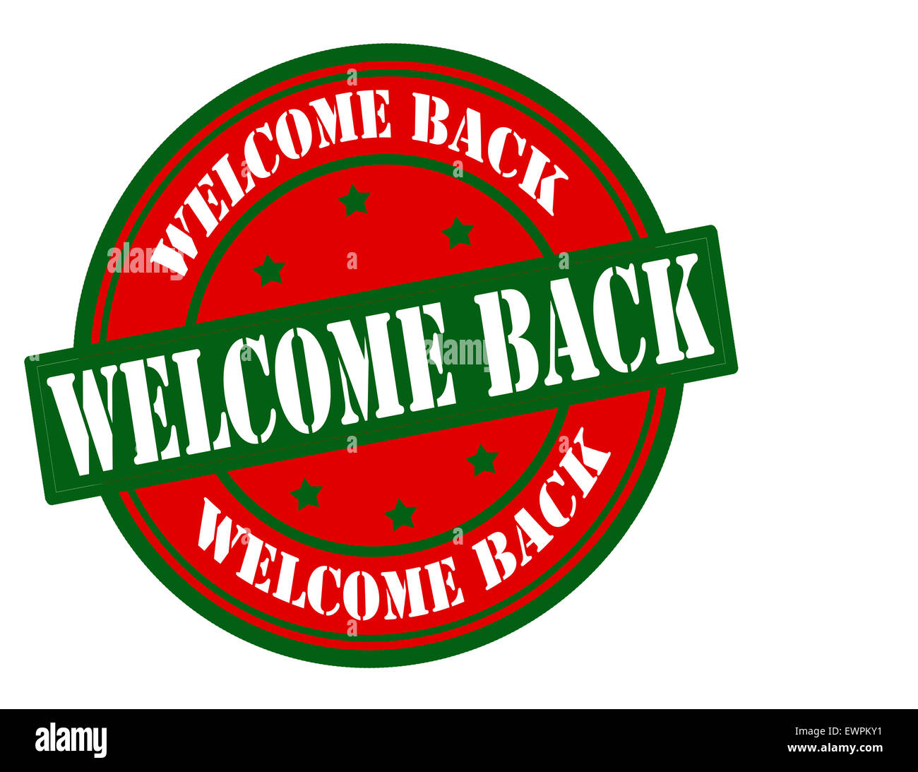 Stamp with text welcome back inside, illustration Stock Photo - Alamy