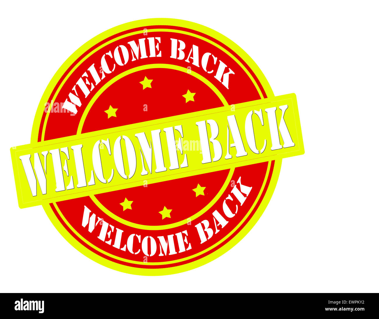 Stamp with text welcome back inside, illustration Stock Photo - Alamy