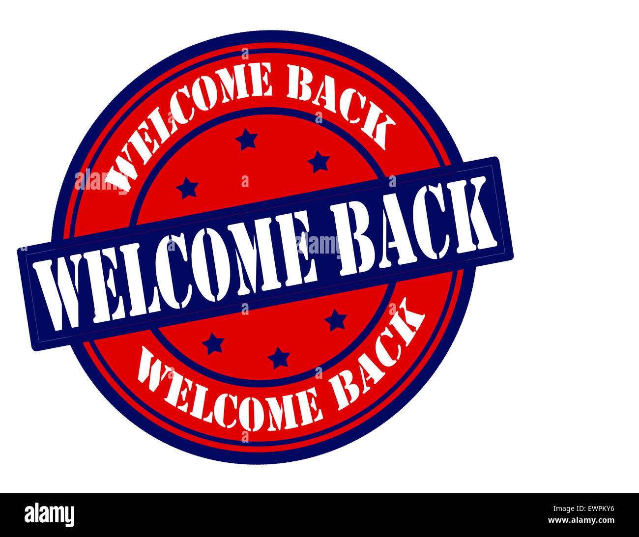 Stamp with text welcome back inside, illustration Stock Photo - Alamy