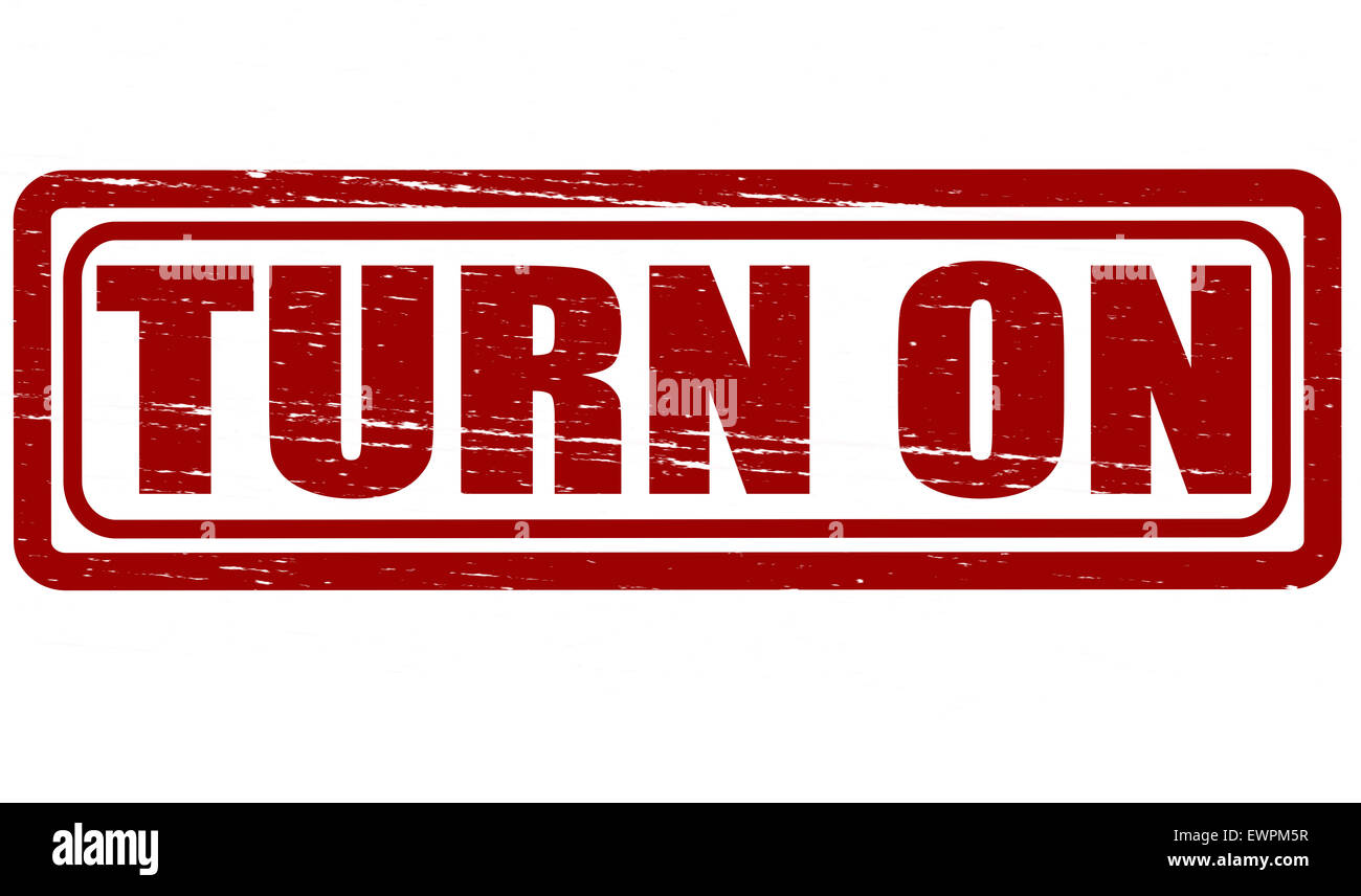 Rubber stamp with text turn on inside, illustration Stock Photo - Alamy