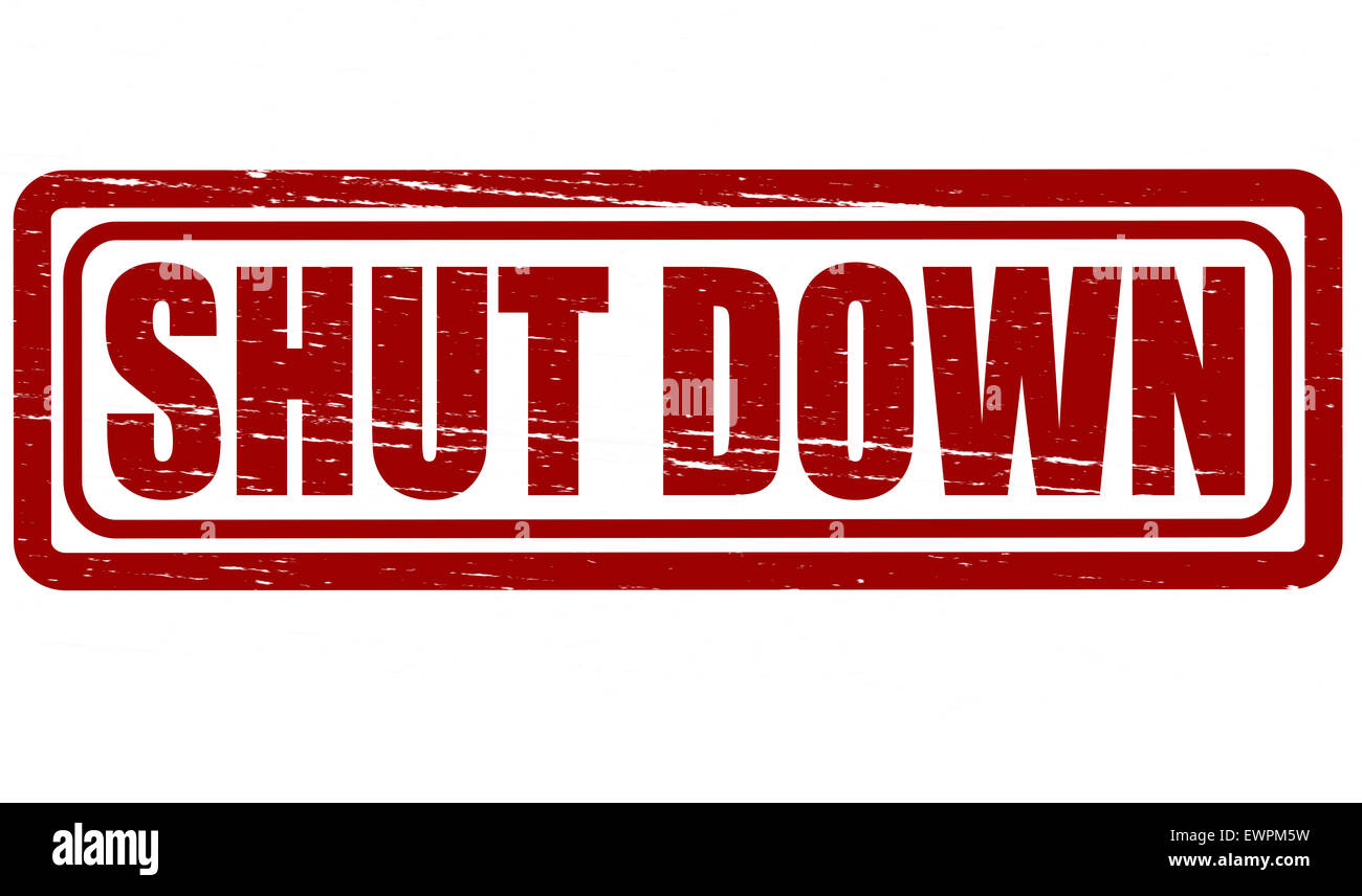 Rubber stamp with text shut down inside, illustration Stock Photo - Alamy