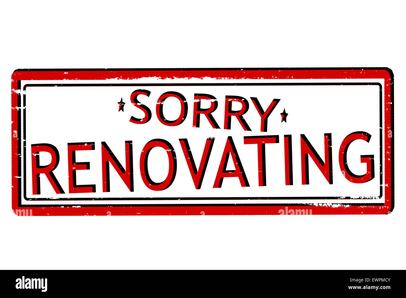 Rubber stamps with text sorry renovating inside, illustration Stock ...