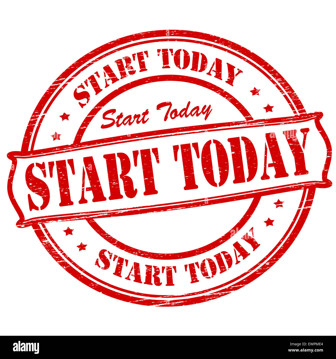 Stamp with text start today inside, illustration Stock Photo - Alamy