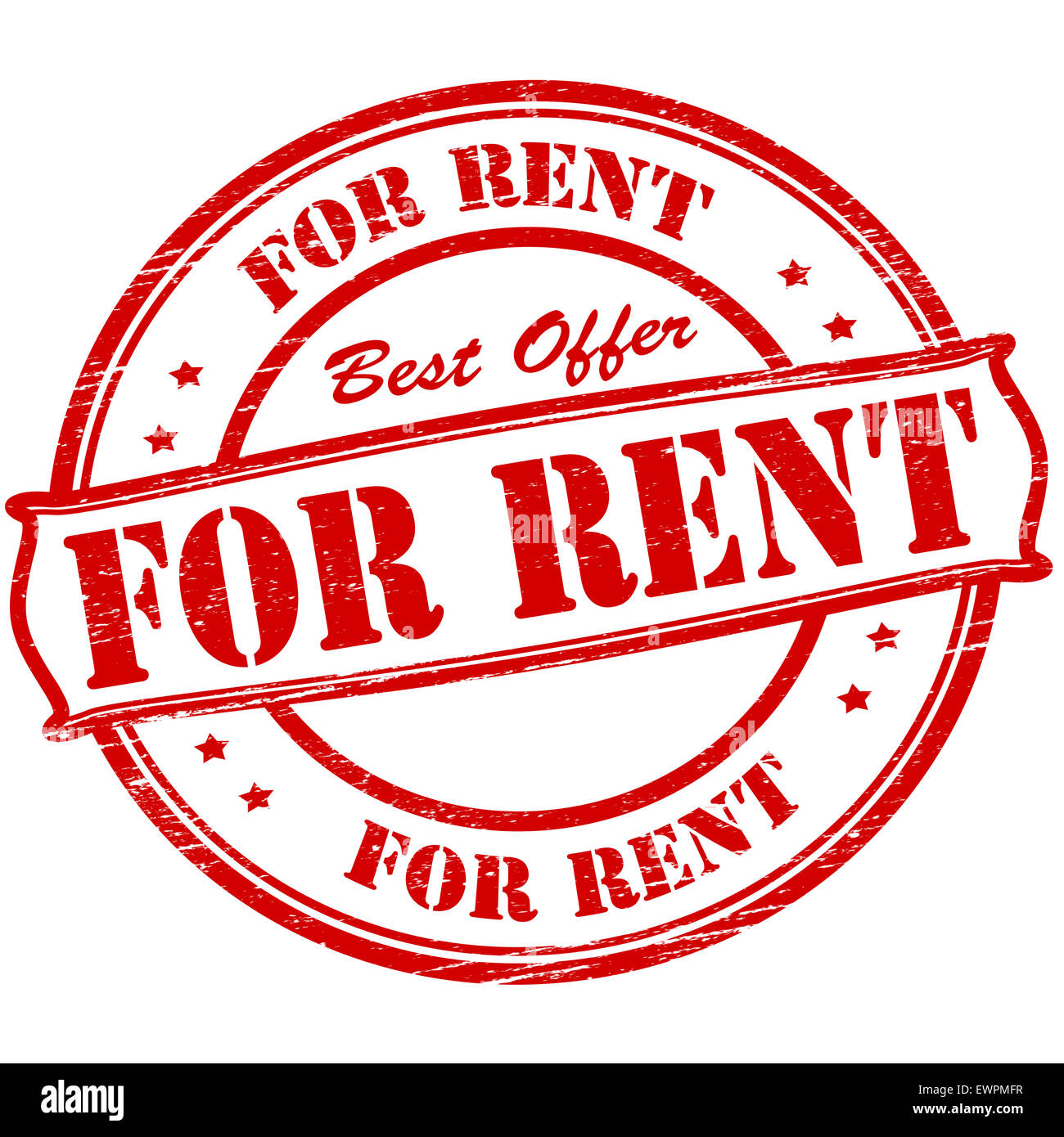 Stamp with text for rent inside, illustration Stock Photo - Alamy