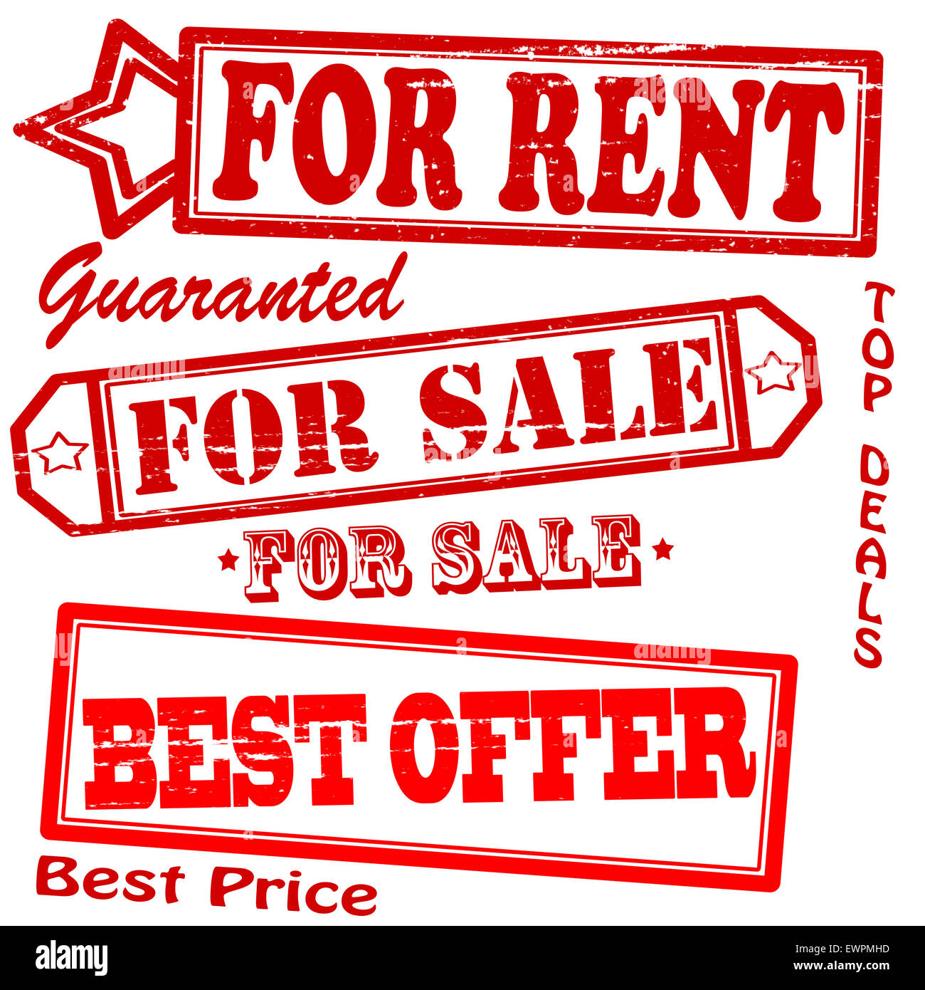 Set of stamps with different text inside, illustration Stock Photo - Alamy