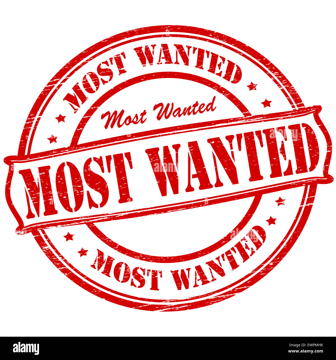 Stamp with text most wanted inside, illustration Stock Photo - Alamy