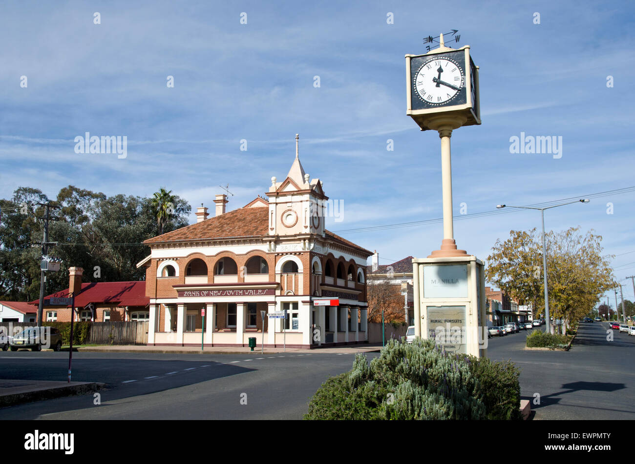 Clock tower and bank building, Manilla St. Manilla NSW Australia Stock ...