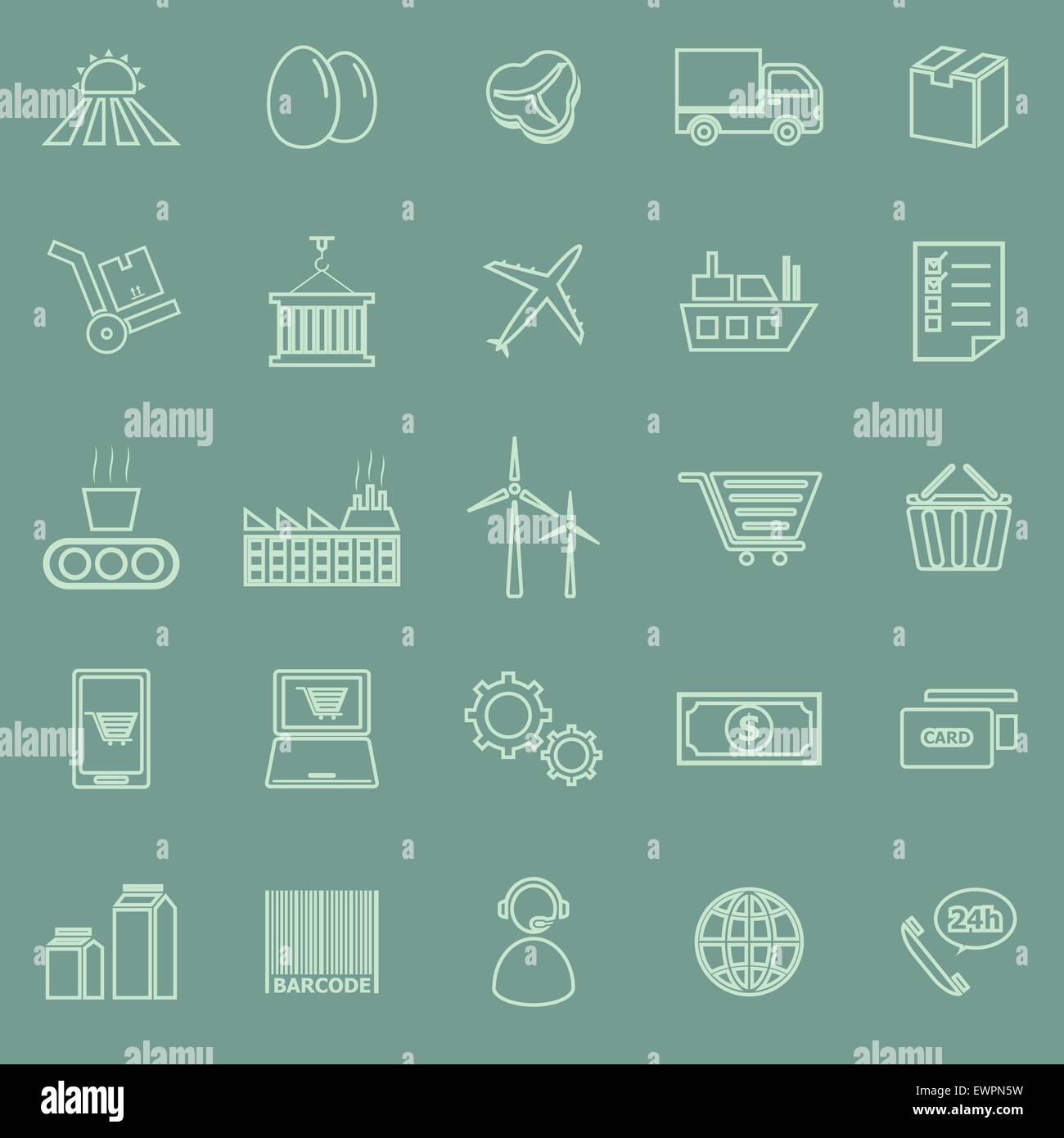 Supply chain line icons on green background, stock vector Stock Vector ...