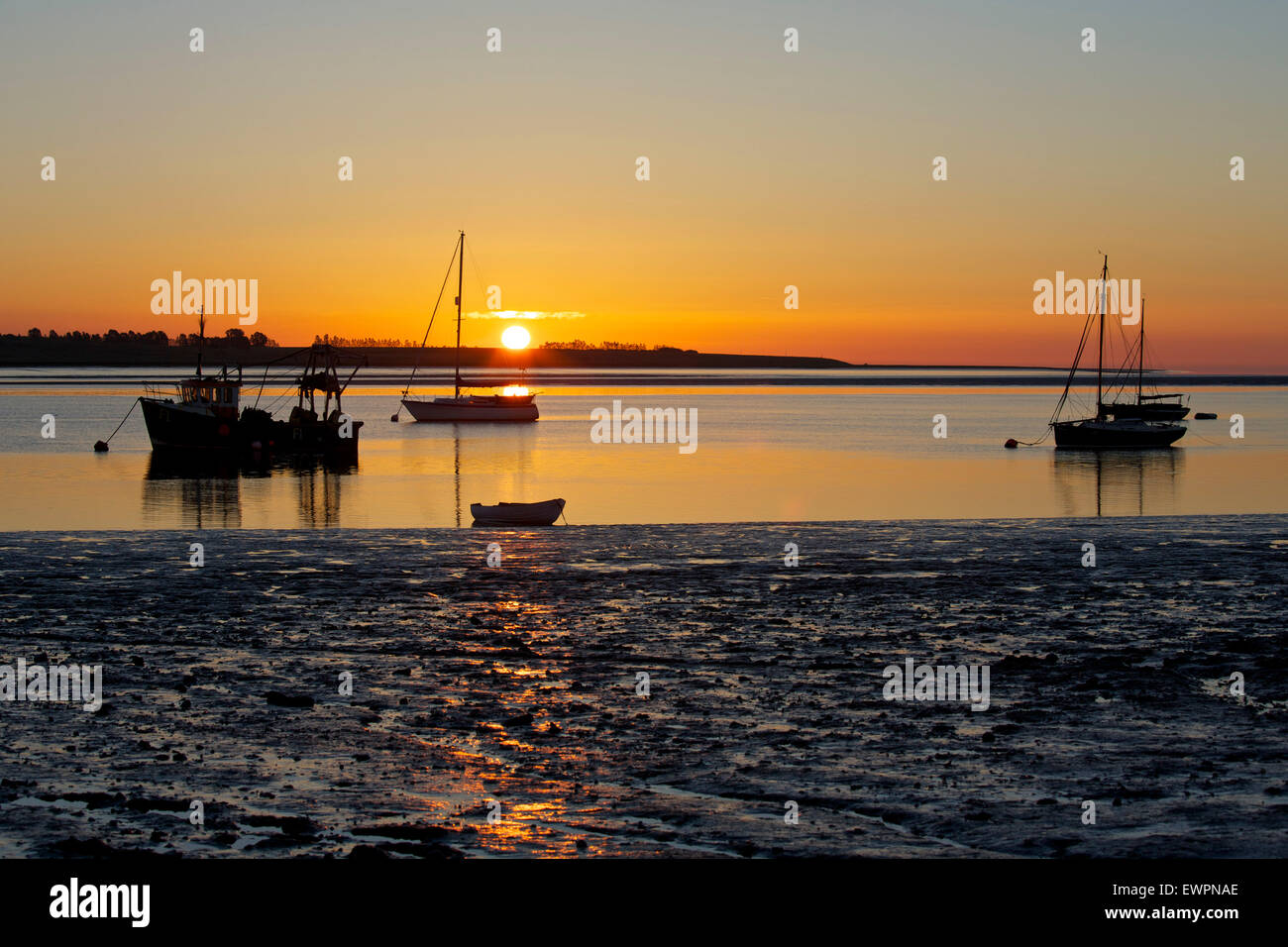 Swale Estuary, Kent, UK. 30th June 2015: UK Weather. A gorgeous orange ...