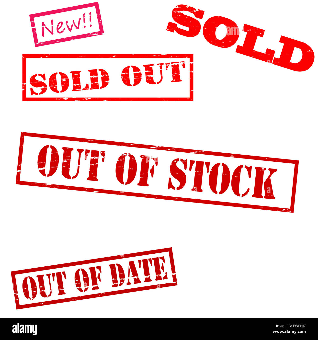 Rubber stamps with text sold out and out of stock inside, illustration ...