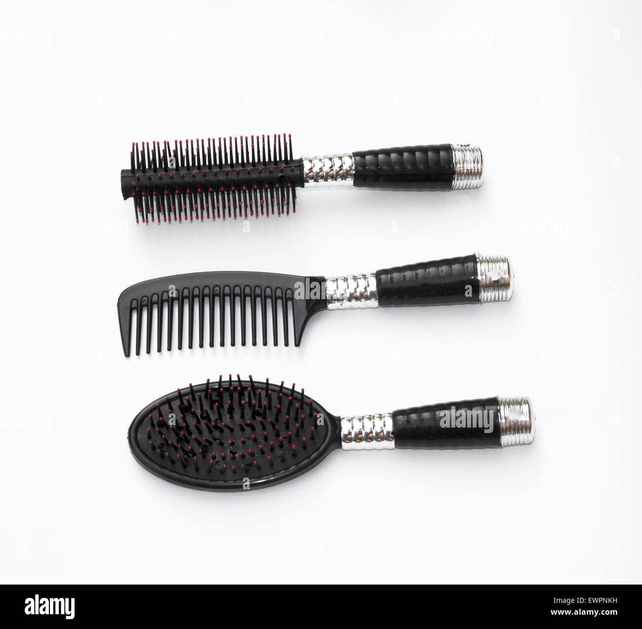 Hair Brush and Comb Scissors Razor white background Stock Photo - Alamy