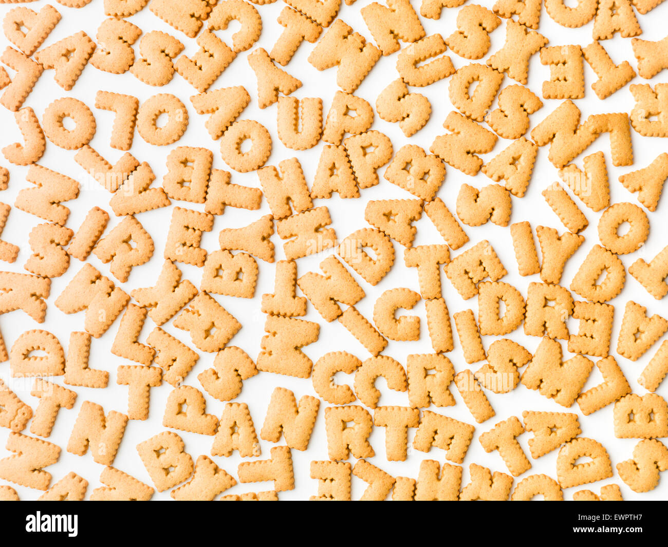 alphabet cookie biscuits pattern, upper view Stock Photo - Alamy