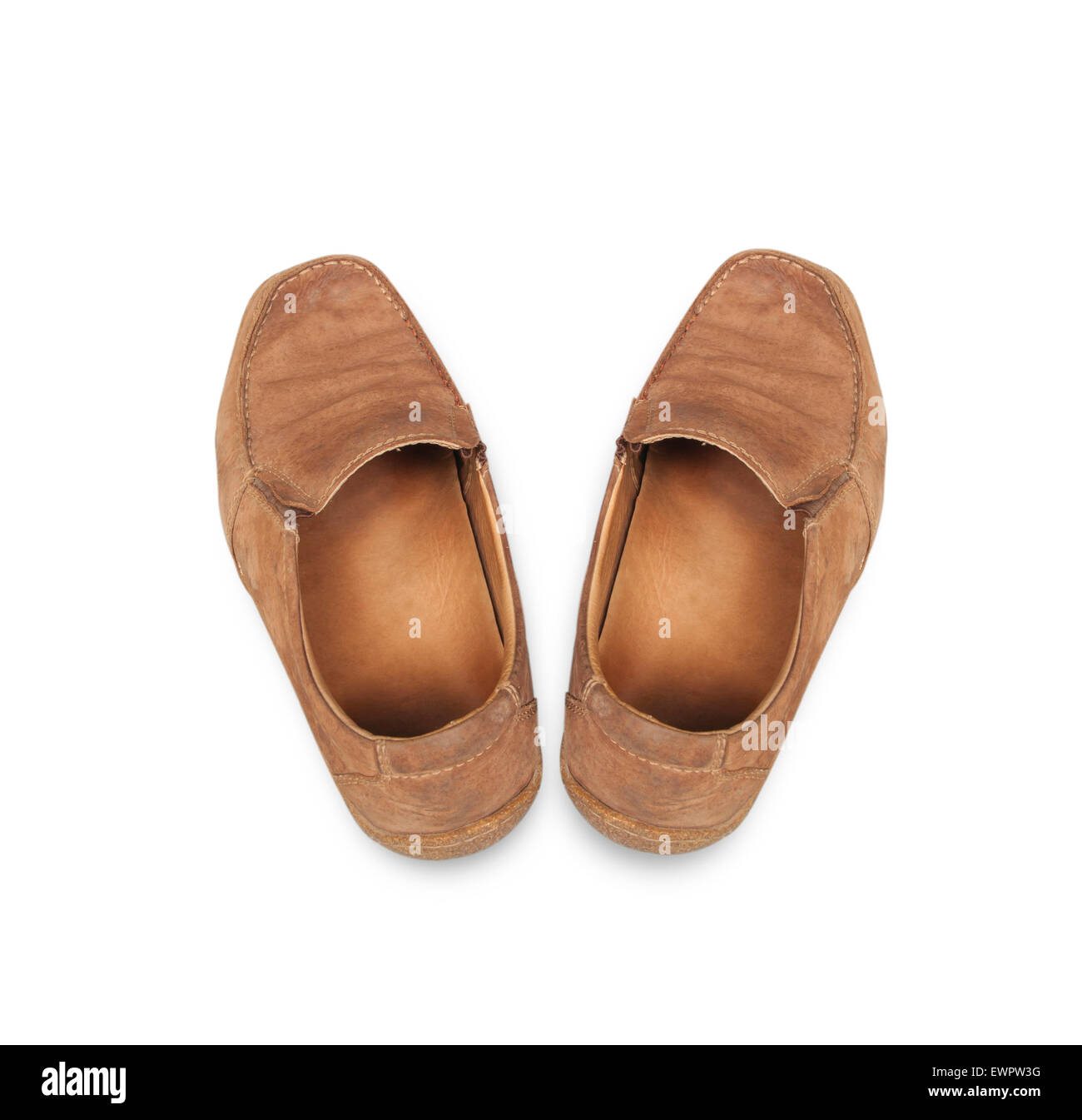 Old leather shoe isolated on white background Stock Photo - Alamy