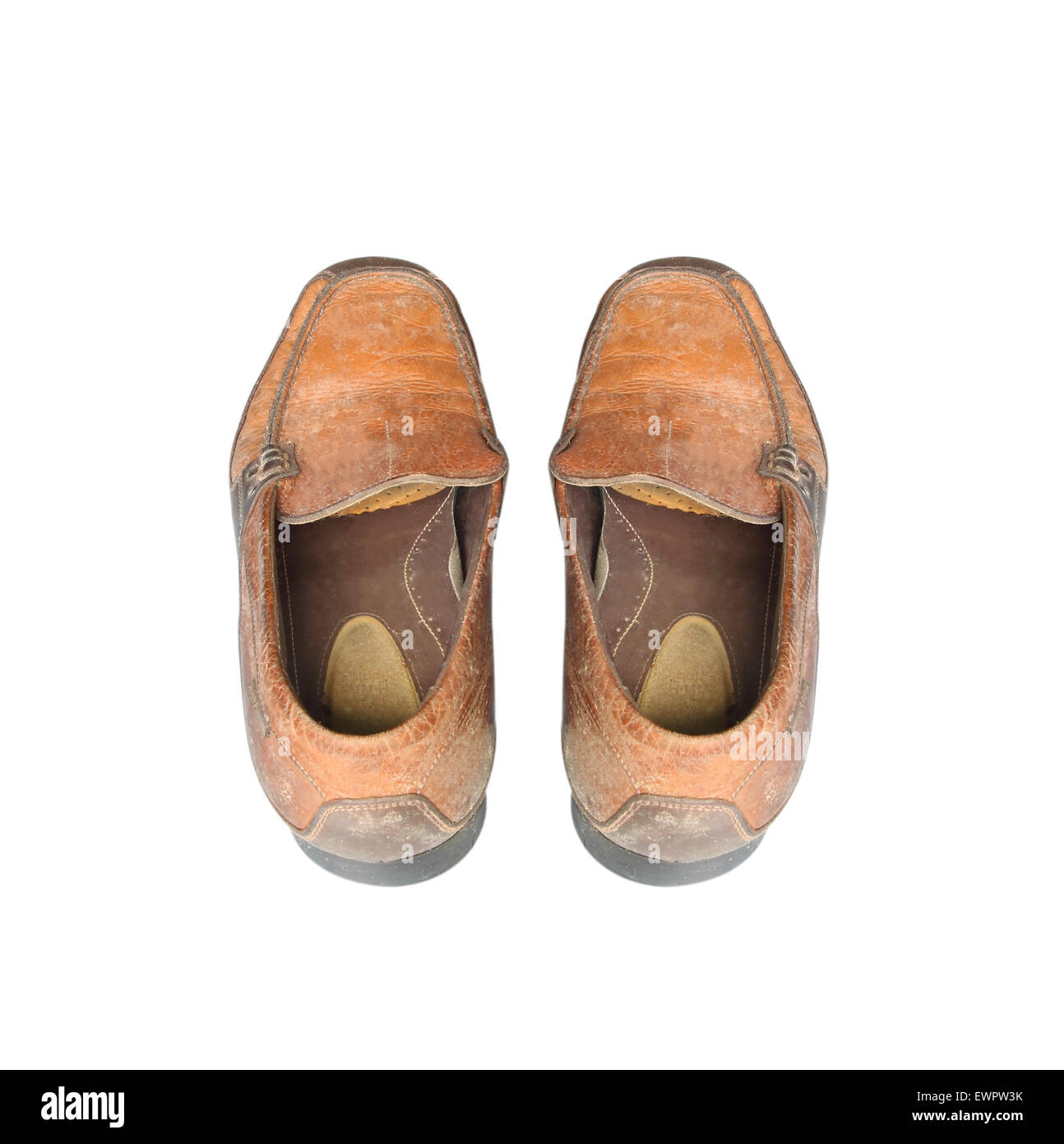 Old leather shoe isolated on white background Stock Photo - Alamy