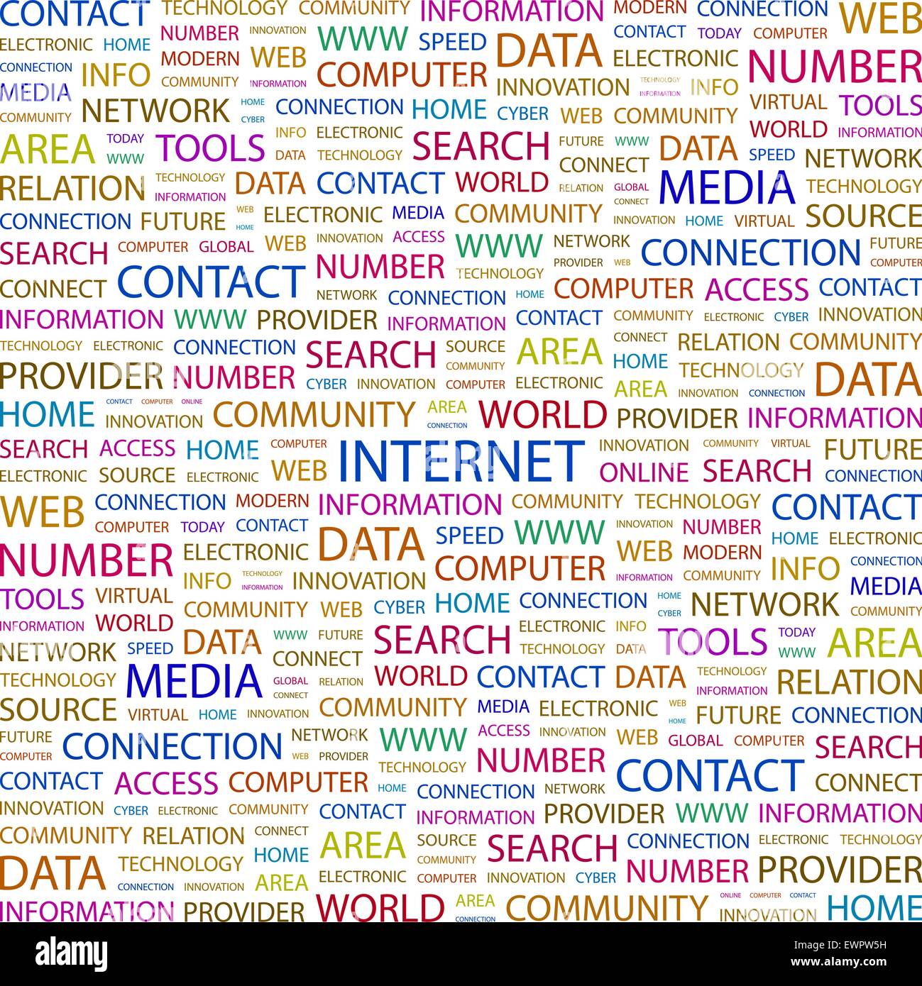 INTERNET. Word cloud illustration. Tag cloud concept collage Stock ...