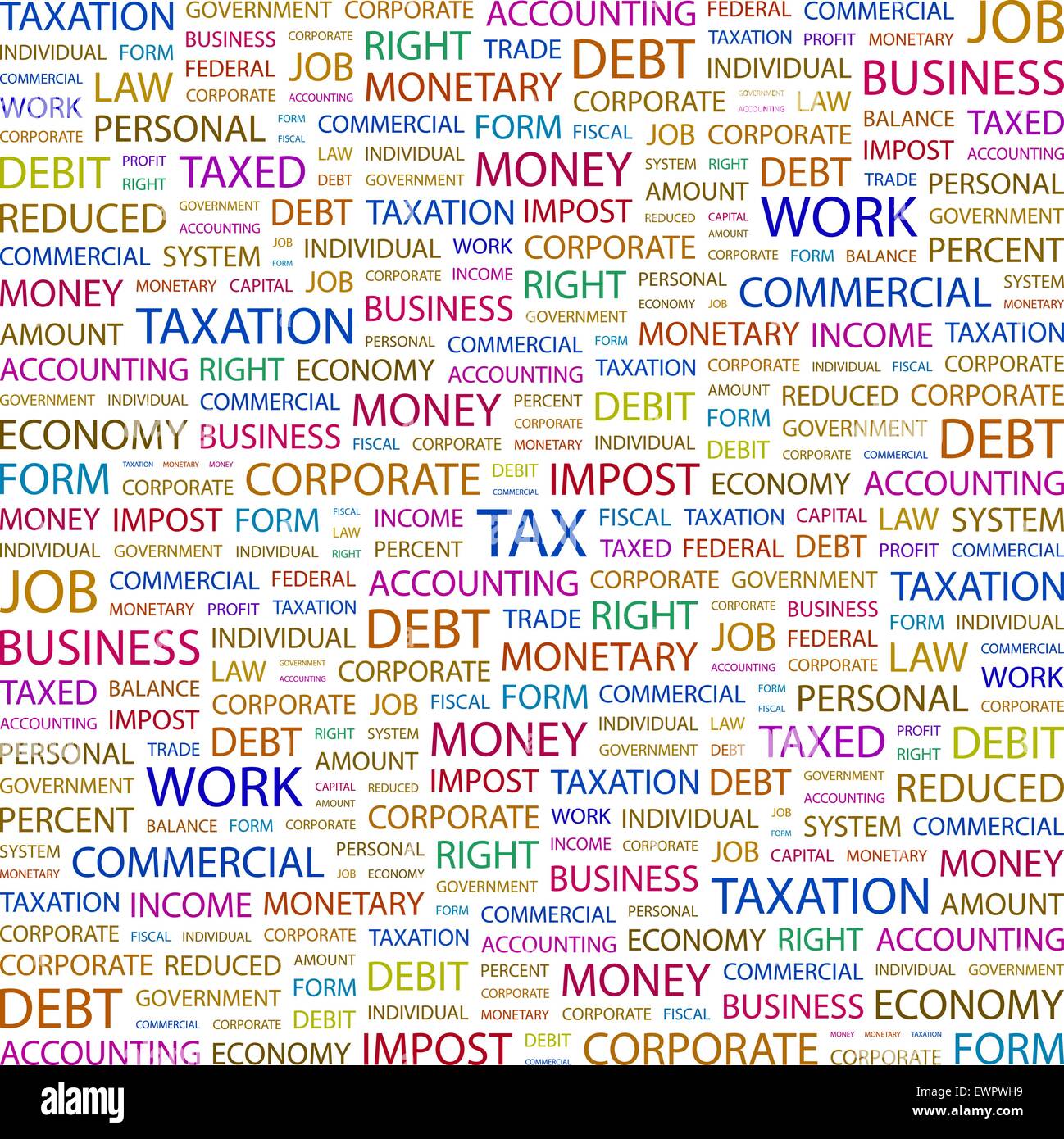 TAX. Concept illustration. Graphic tag collection. Wordcloud collage ...