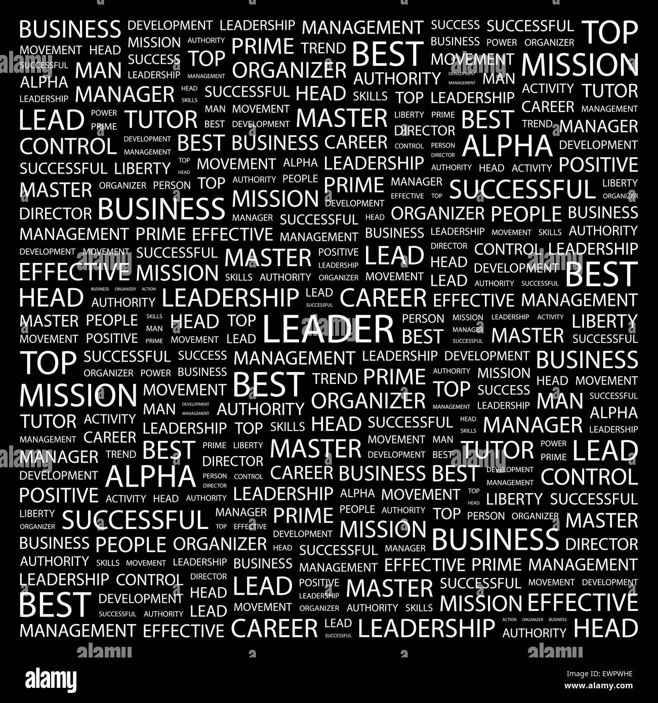 LEADER. Concept illustration. Graphic tag collection. Wordcloud collage ...
