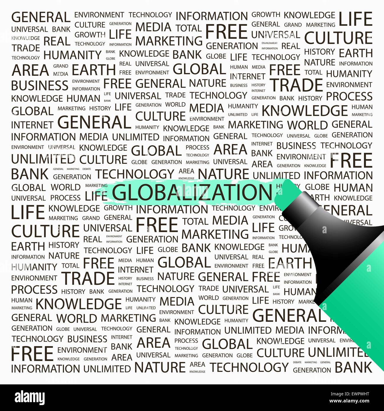 Globalization Word Cloud Illustration Tag Cloud Concept Collage Stock