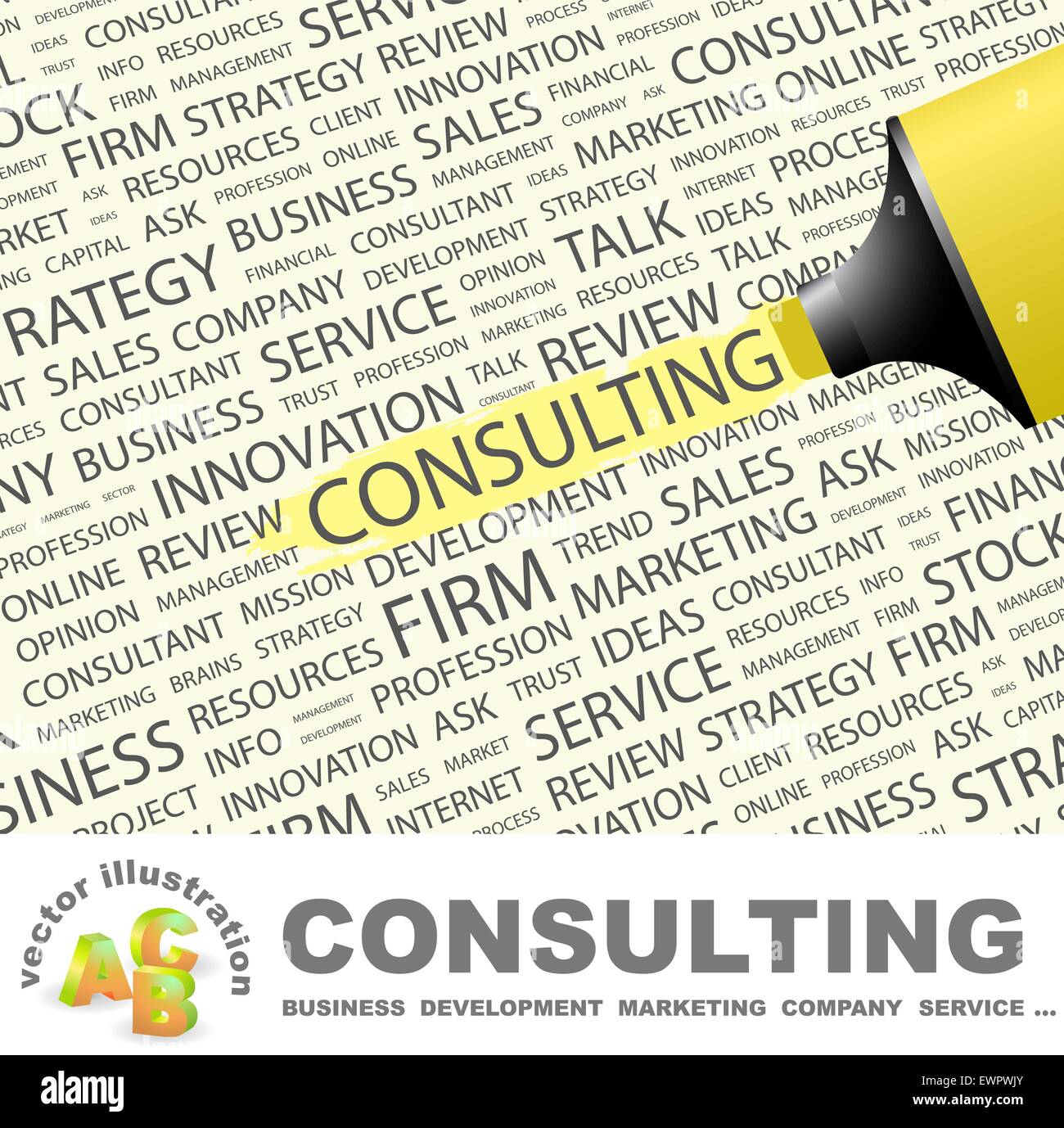 CONSULTING. Concept illustration. Graphic tag collection. Wordcloud ...