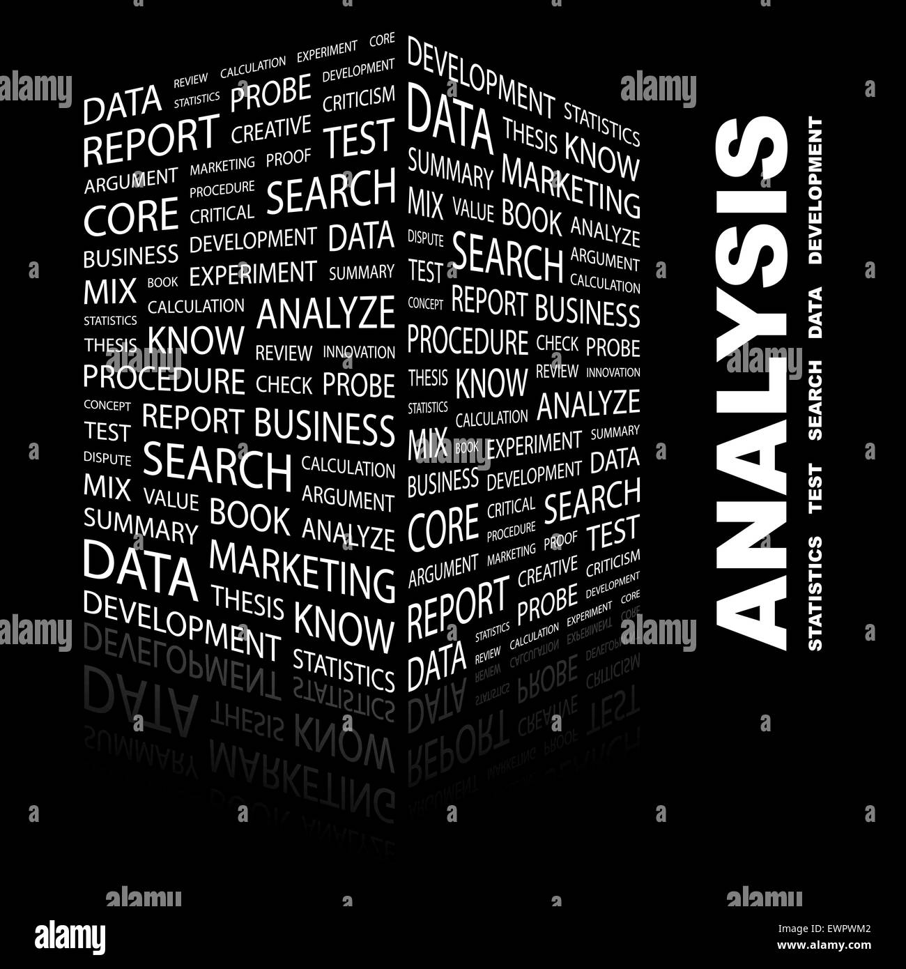 ANALYSIS. Word cloud illustration. Tag cloud concept collage Stock ...