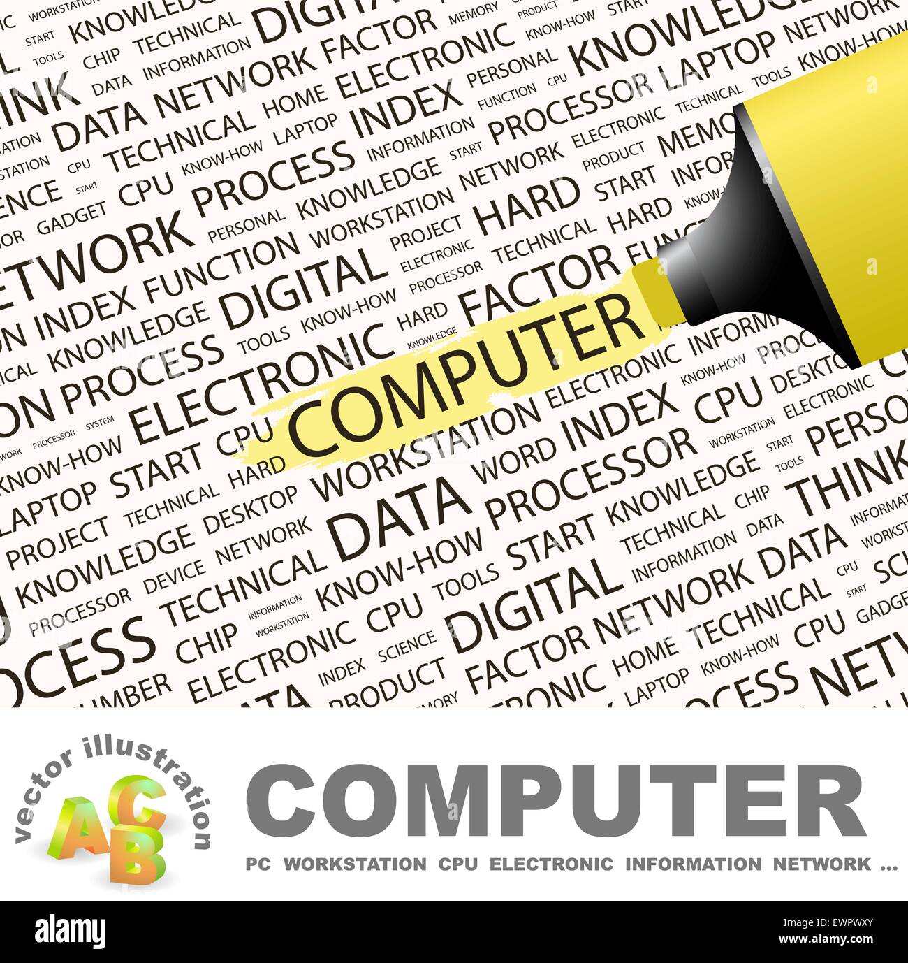 COMPUTER. Word cloud illustration. Tag cloud concept collage Stock ...