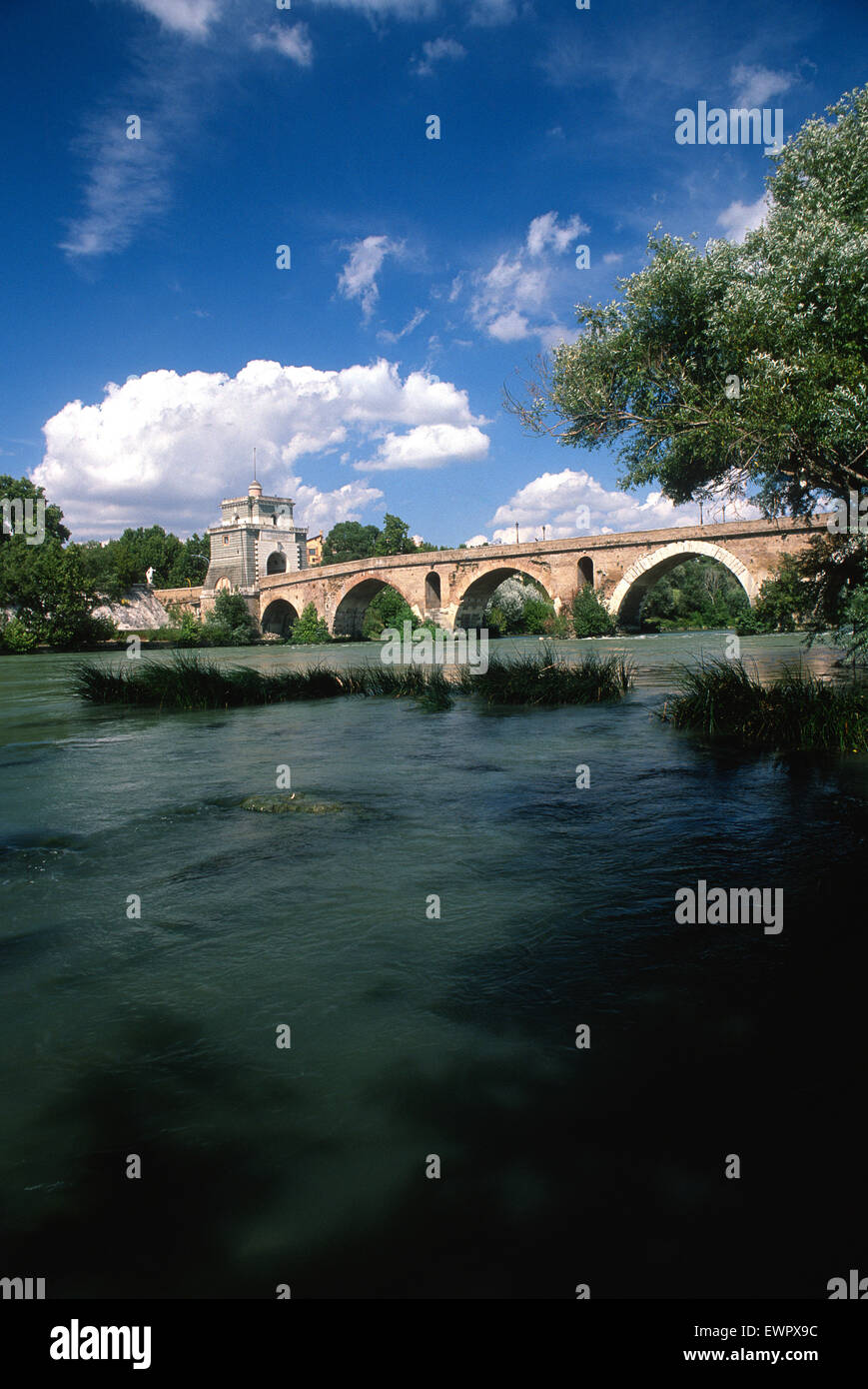The old roman milvio bridge on the tiber river hi-res stock photography ...