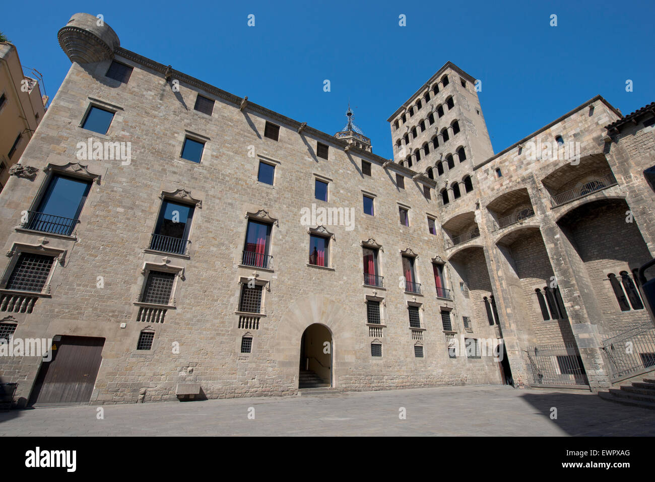 Medieval Palau Reial (Royal Palace) at Plaza del Rey (King's Square ...